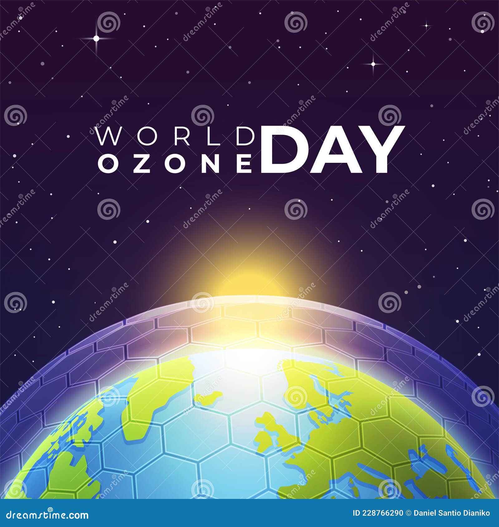 Realistic World Ozone Day With Ozone Layer Vector Illustration ...