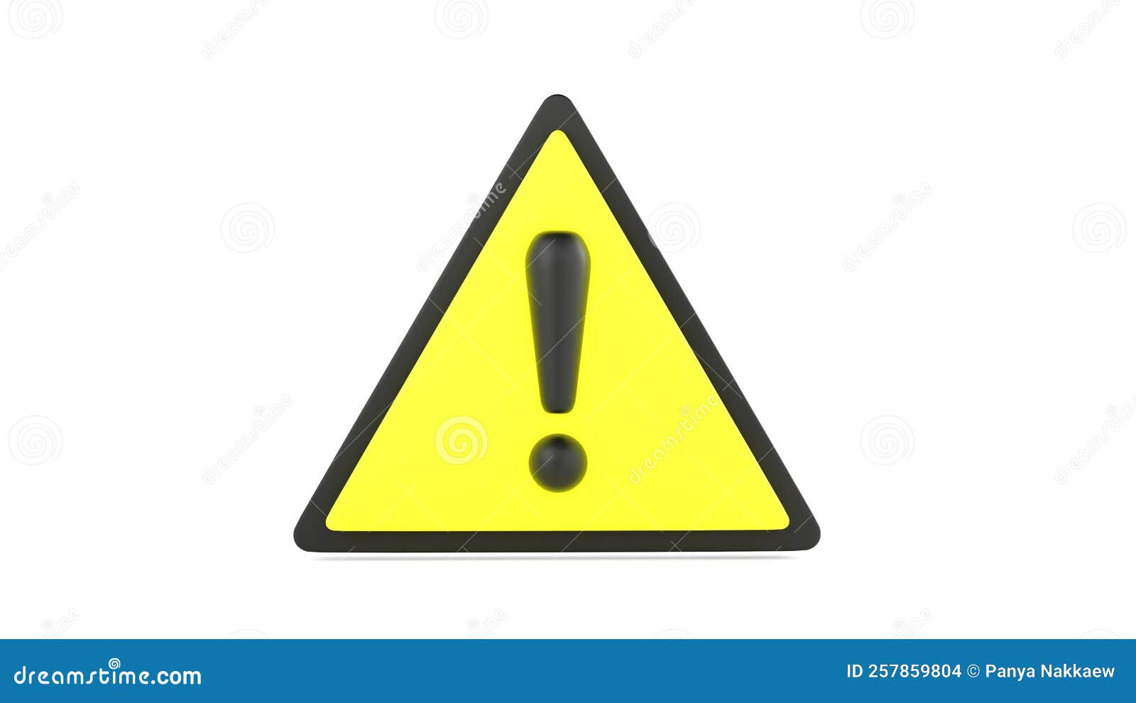 Yellow-black Triangle Warning Sign, Front View, 3d Rendering ...