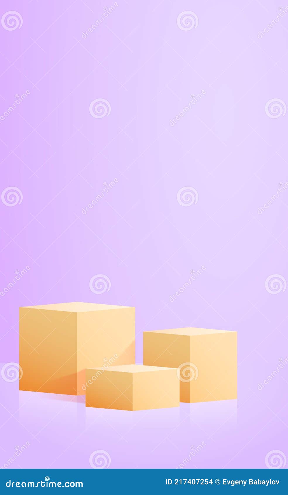 Realistic Yellow Cubes - Boxes on Blue Studio Background - Vector Stock ...