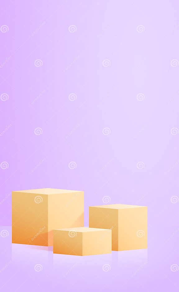 Realistic Yellow Cubes - Boxes on Blue Studio Background - Vector Stock ...