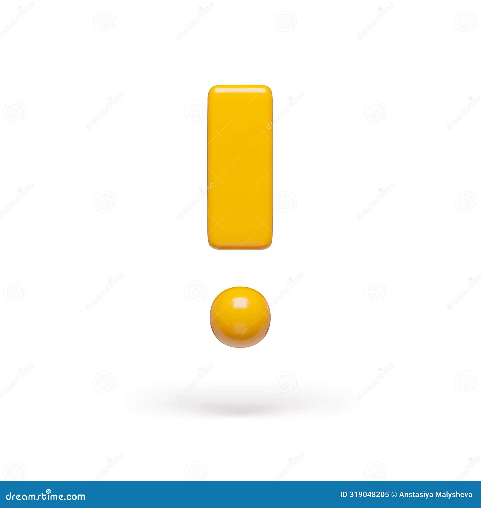 Realistic Yellow Exclamation Mark, Notification Symbol on White Stock ...