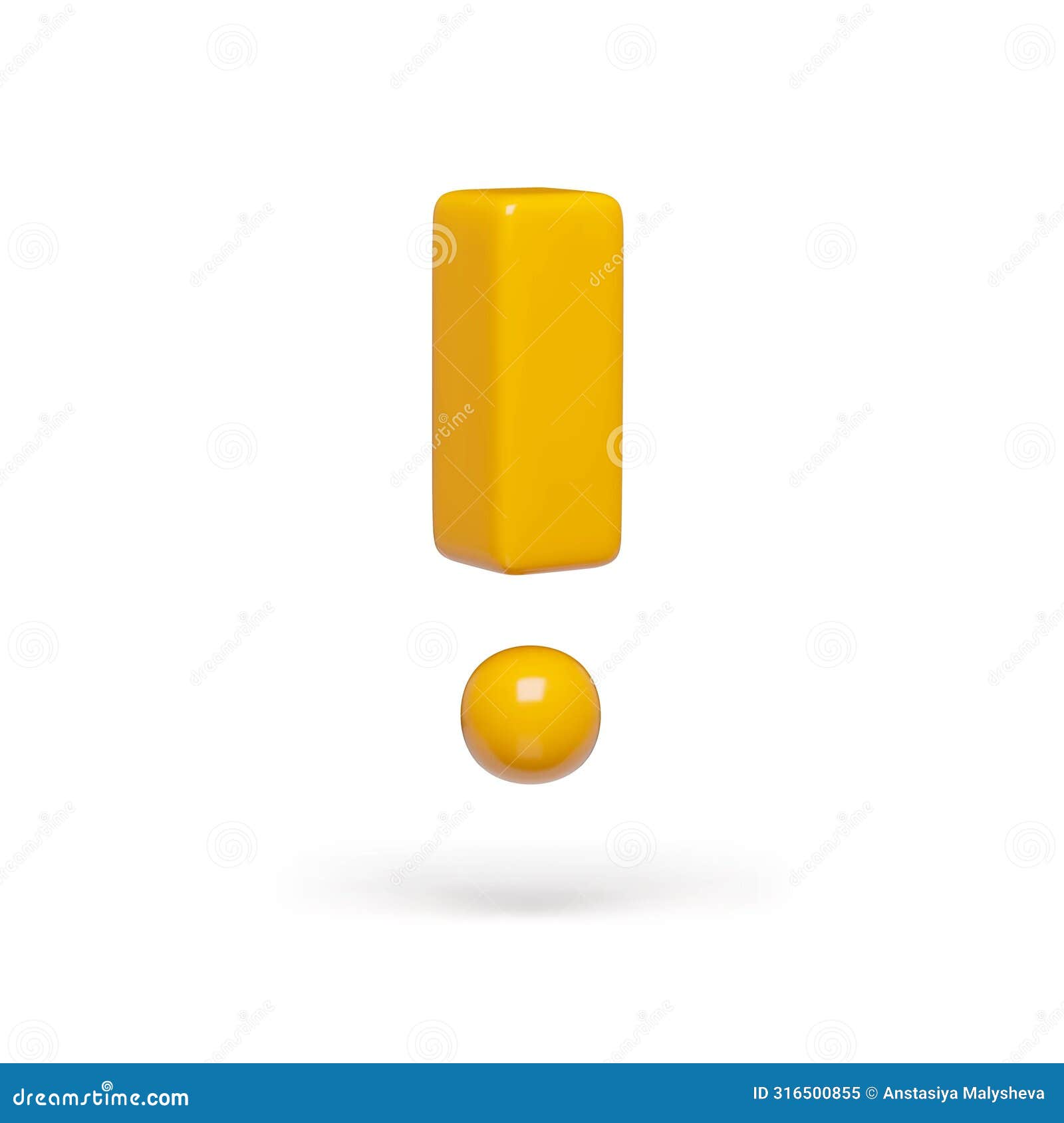 Realistic Yellow Exclamation Mark Symbol with Shadow on White Stock ...