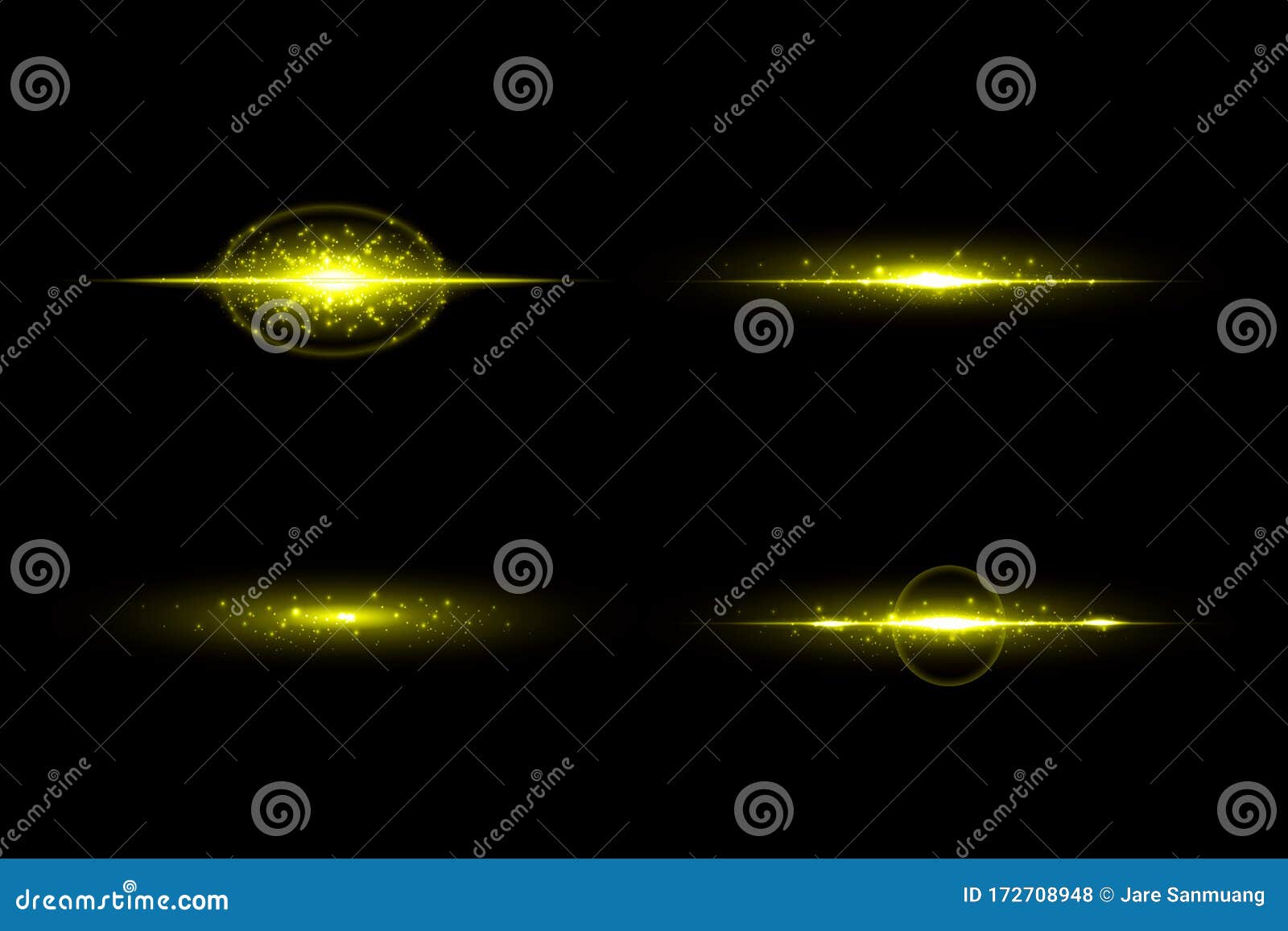 Realistic Yellow Light Effect Collection Lens Flare Elements Design ...