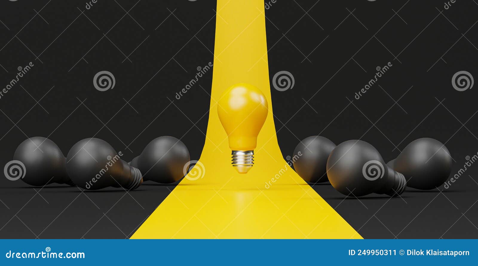 Realistic of Yellow Lightbulb on Yellow Line among Black Lamp for ...