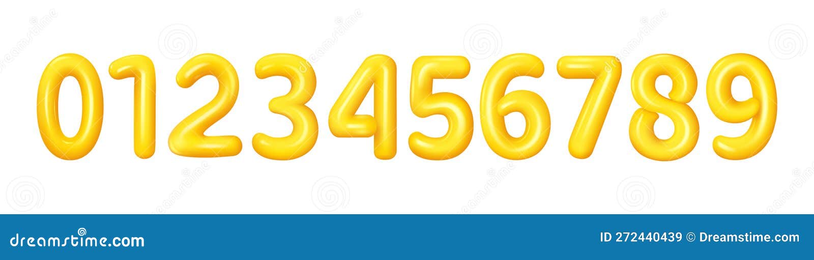 Yellow Numbers Inflated Pastel Glossy Set From 0 To 9 Isolated. 3d ...