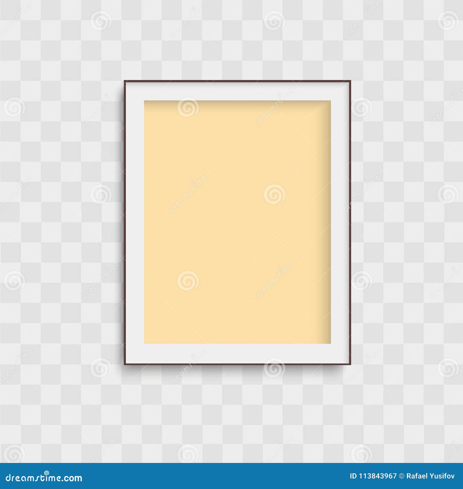Realistic Yellow Picture Frame on Transparent Background. Vector. Stock ...