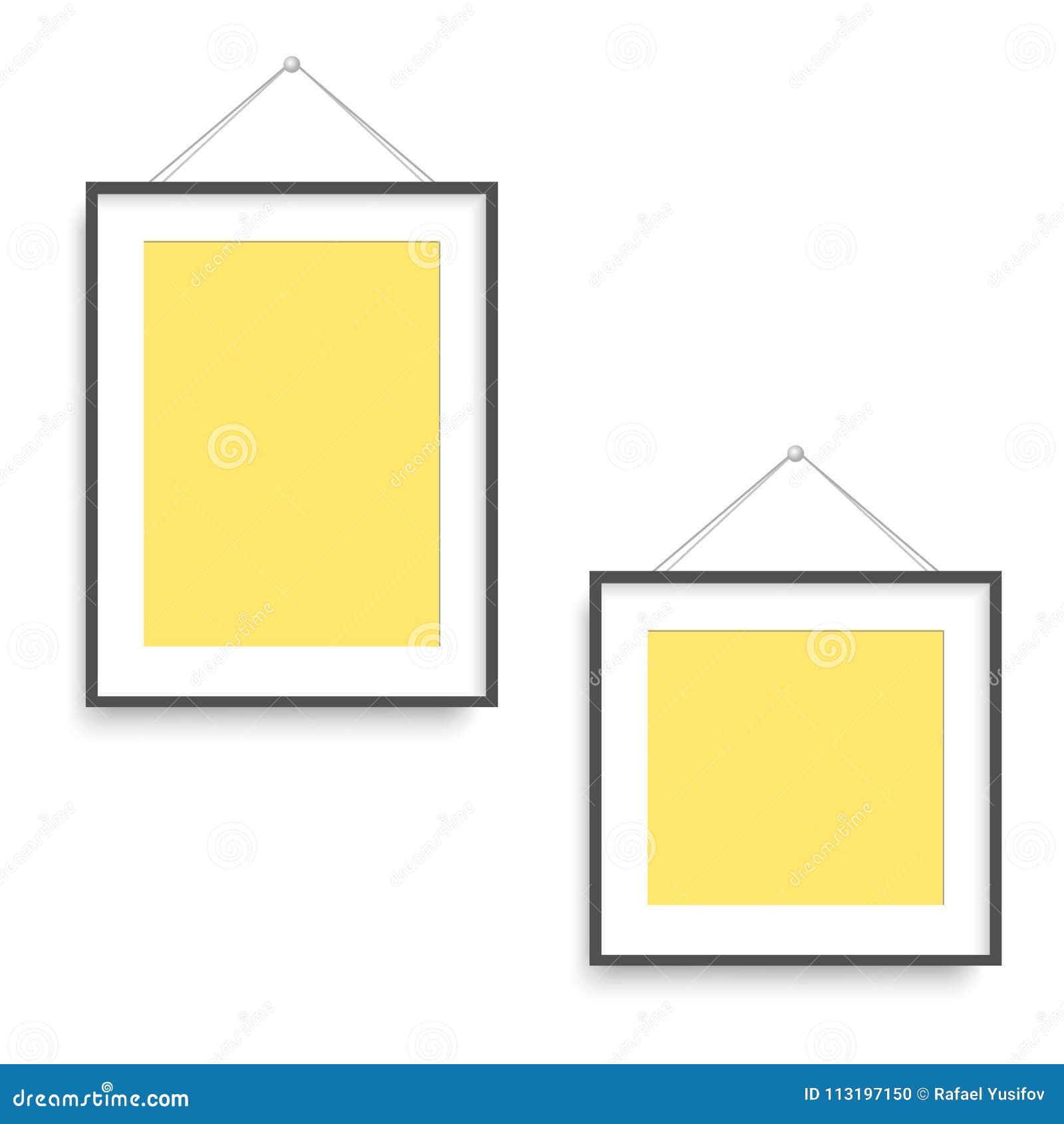 Realistic Yellow Picture Frame. Vector. Stock Vector - Illustration of ...