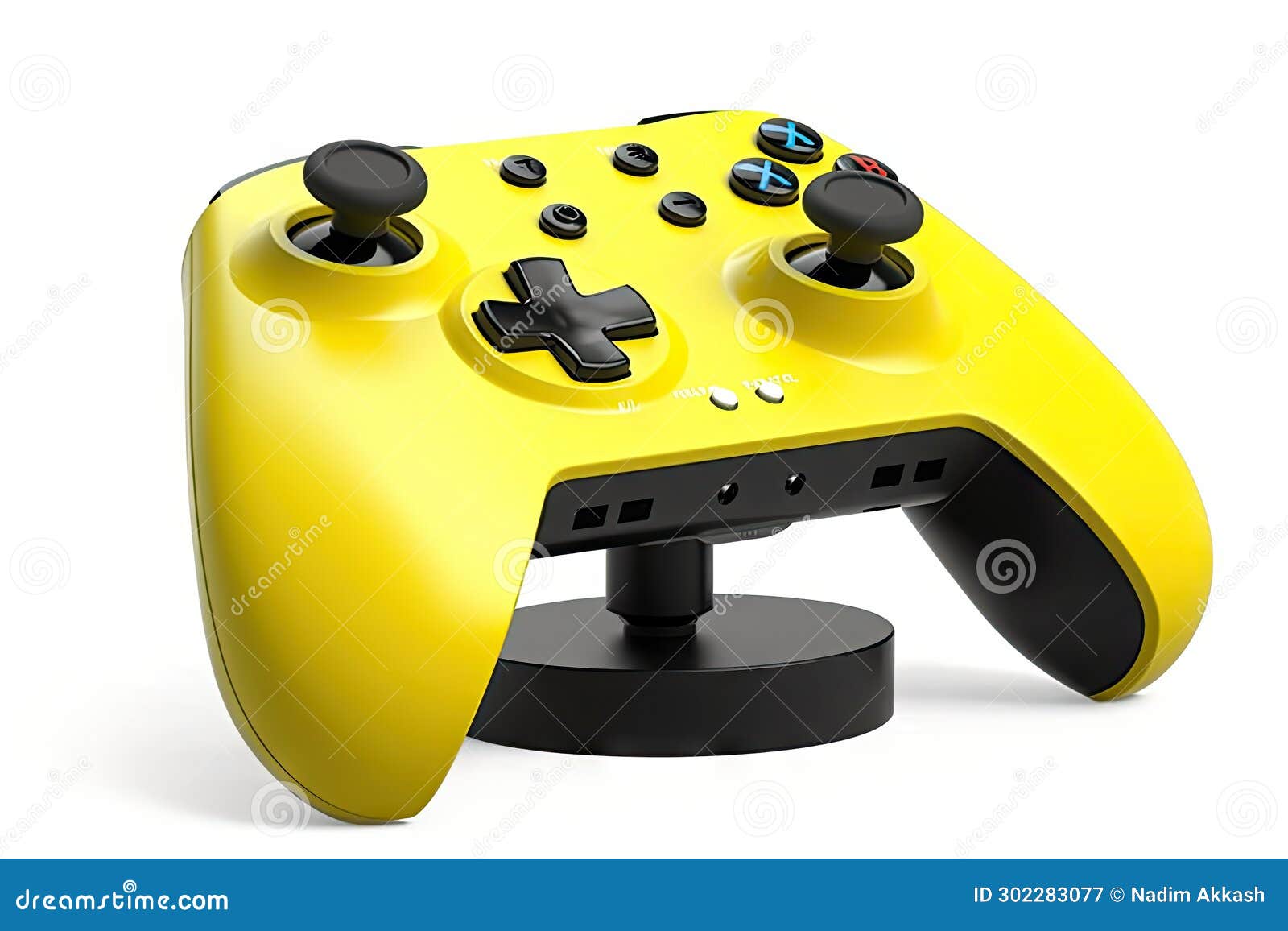 Realistic Yellow Video Game Joystick White Background Stock ...
