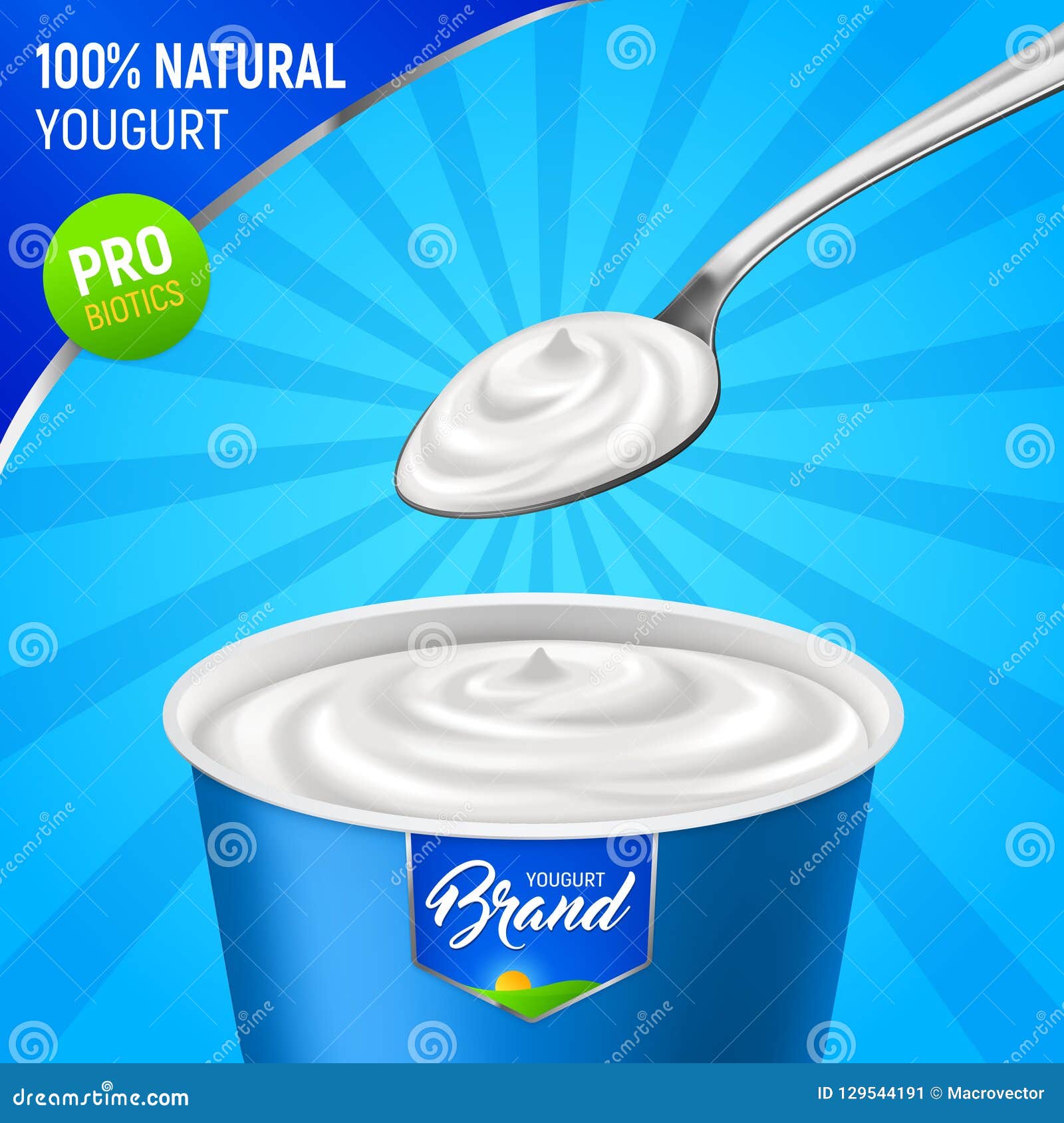 Realistic Yoghurt Advertising Background Stock Vector - Illustration of ...