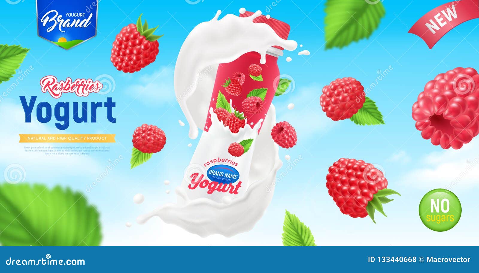 Realistic Yogurt Poster Vector Illustration | CartoonDealer.com #133440668