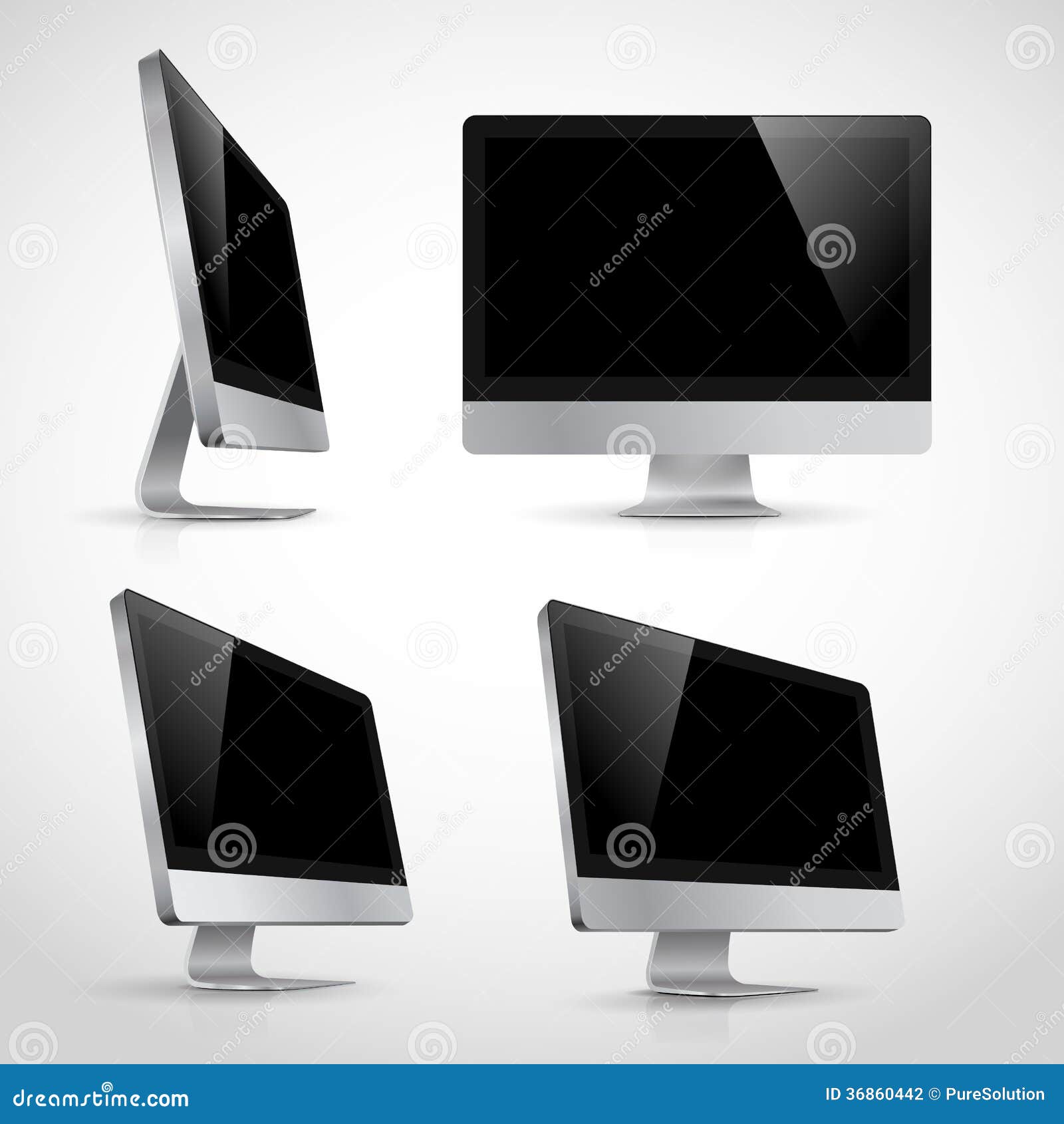 Realistisch Vom Computermonitor in Der Verschiedenen Position Vektor ...