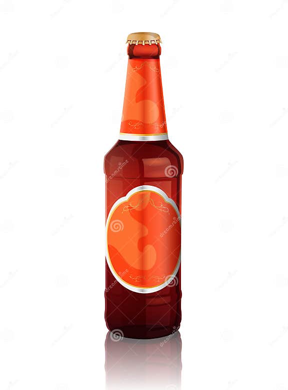 Realistische bierfles vector illustratie. Illustration of sinaasappel ...