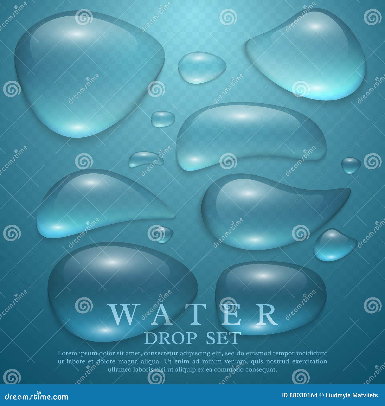 Realistische Transparente Wassertropfen Eingestellt Stock Abbildung ...
