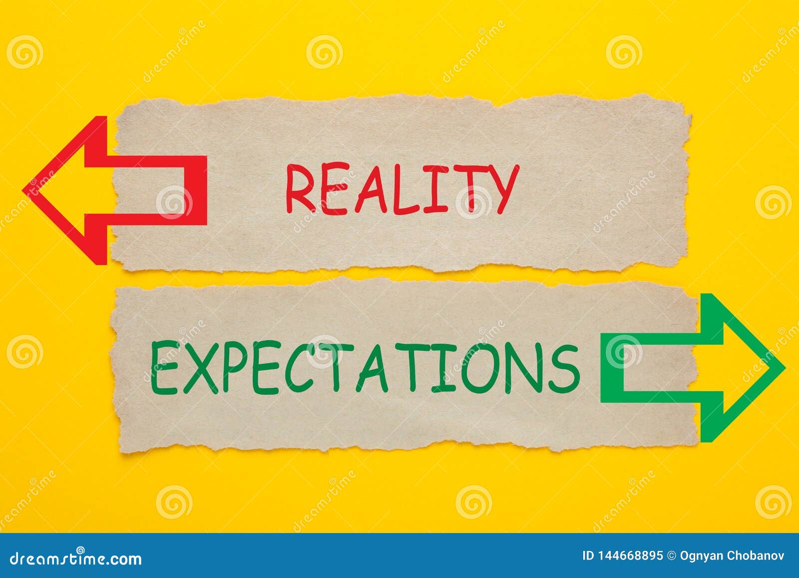 Reality Vs Expectation White Two Street Signs With Arrow On Metal Pole ... Reality Vs Expectation White Two Street Signs With Arrow On Metal Pole ...
