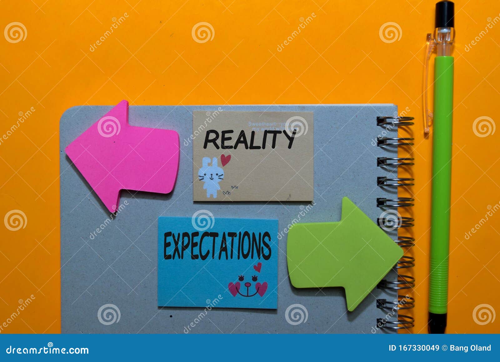 Reality Or Expectations Write On Sticky Notes Isolated On Office Desk ...