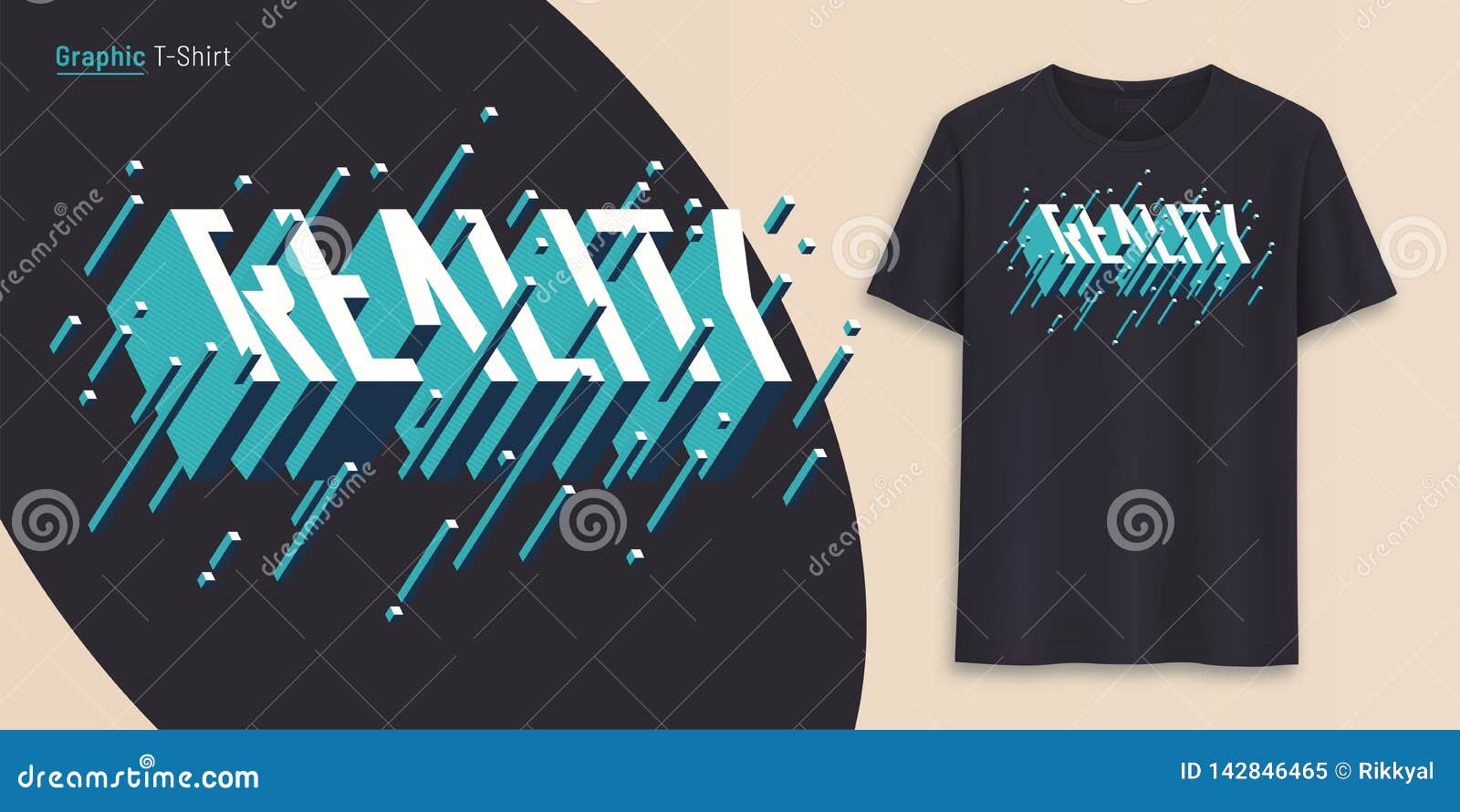 Reality. Graphic T-shirt Design, Typography, Print with 3d Styled Text ...
