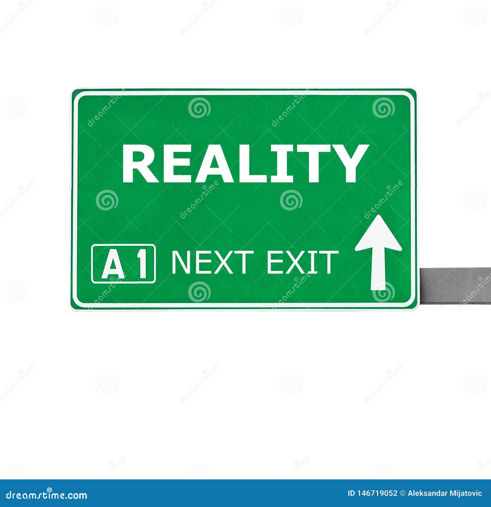 REALITY Road Sign Isolated on White Stock Photo - Image of roadsign ...