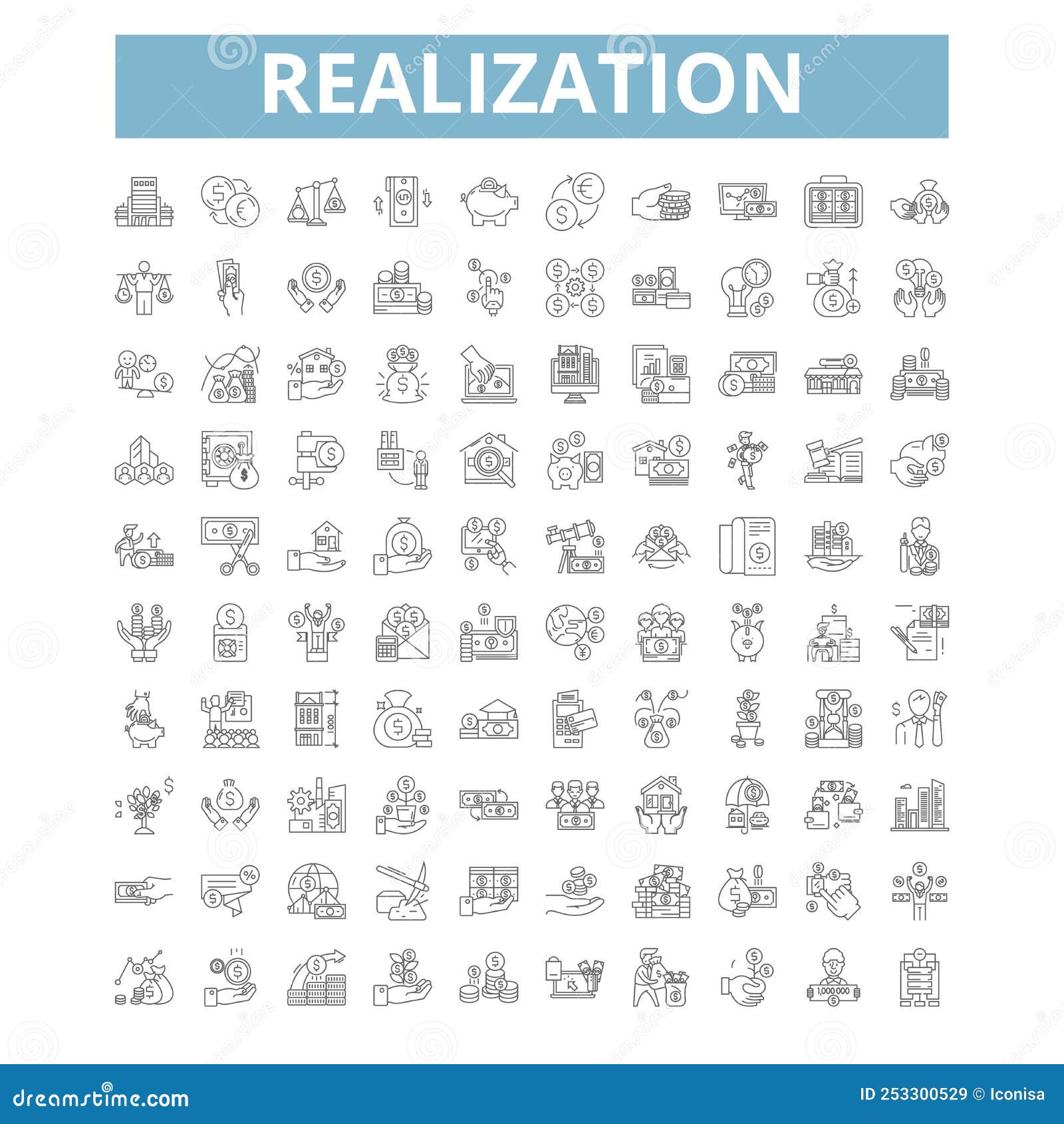 Realization Icons, Line Symbols, Web Signs, Vector Set, Isolated ...