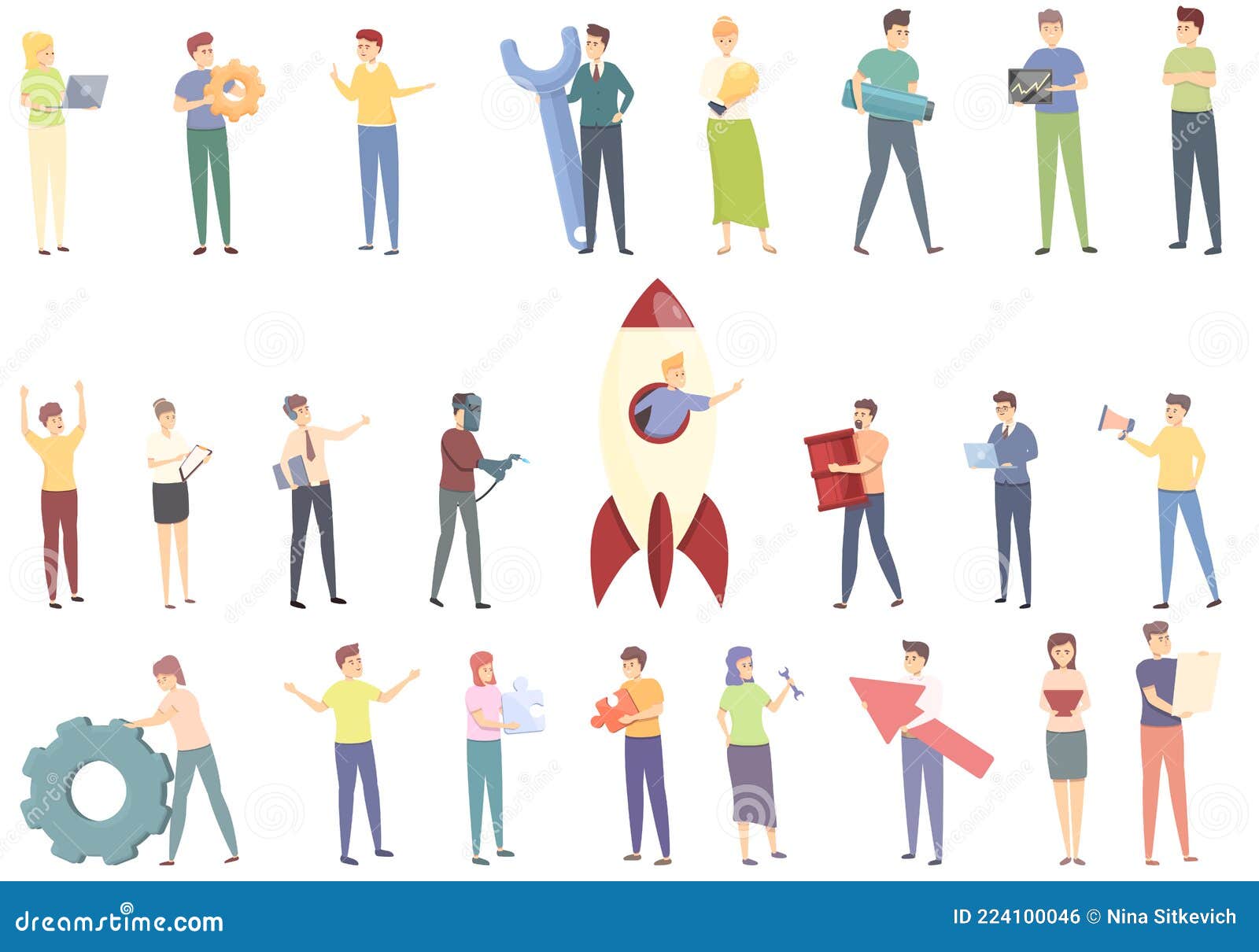 Realization Icons Set Cartoon Vector. Self Dream Stock Vector ...