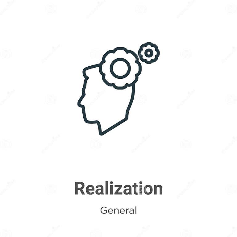 Realization Outline Vector Icon. Thin Line Black Realization Icon, Flat ...