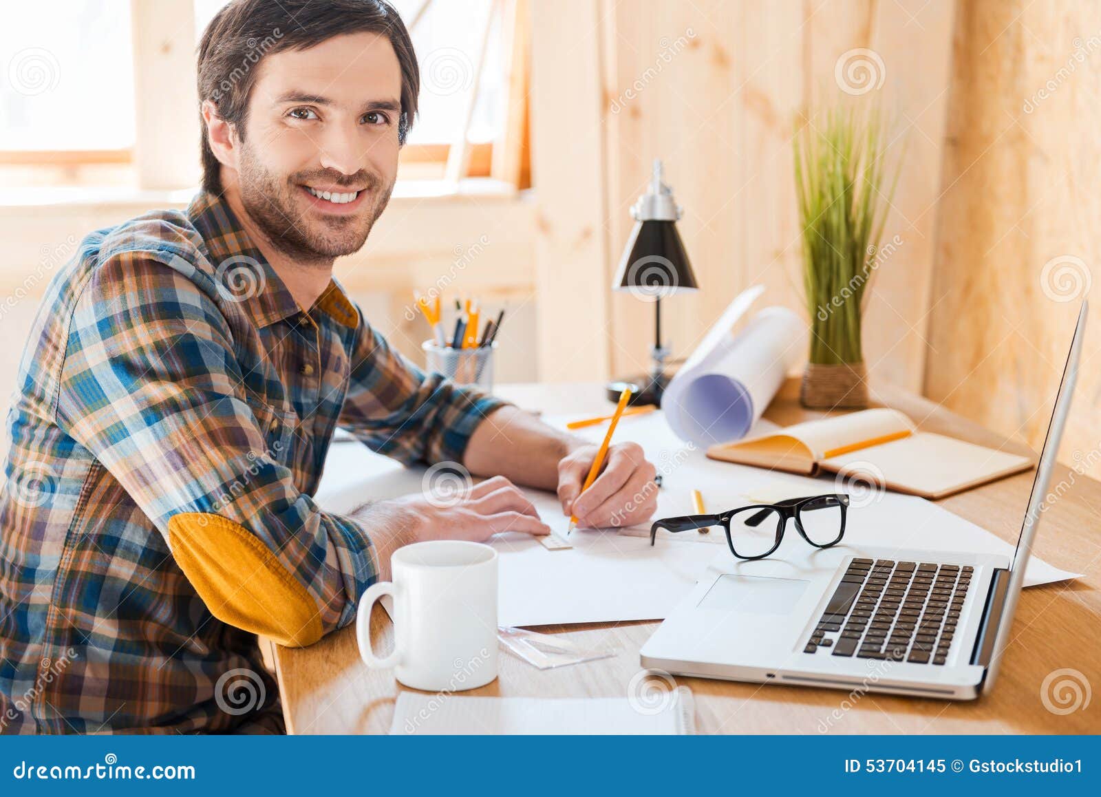 Realizing his ideas. stock image. Image of ideas, imagination - 53704145