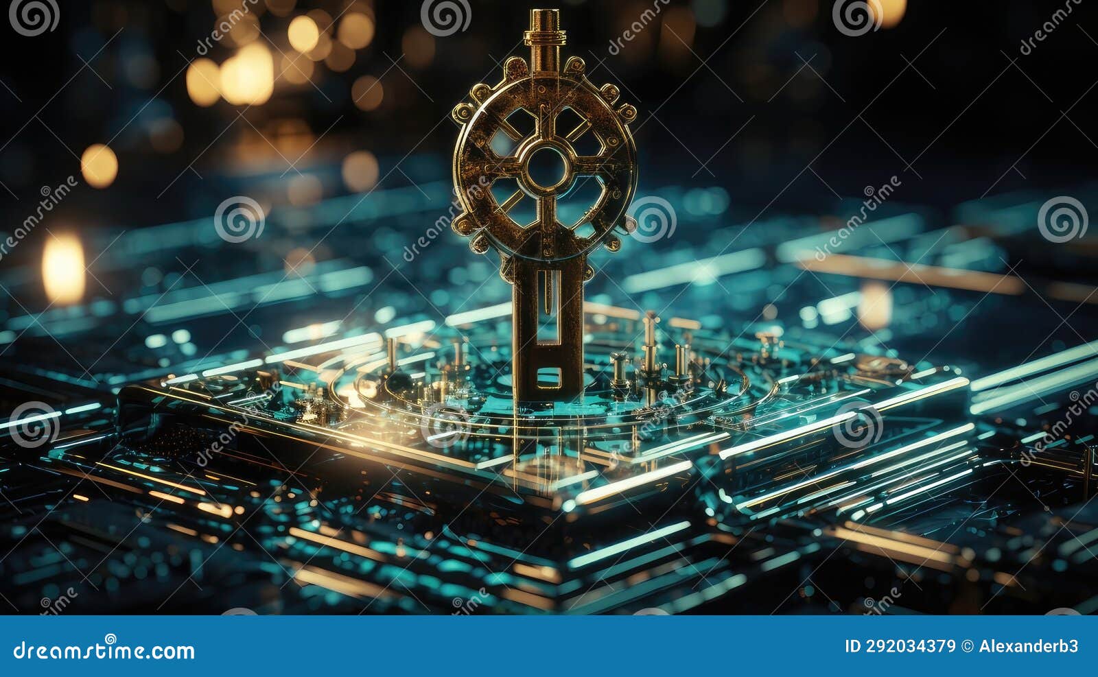 Key on Dark Blue Digital Computer Background: Symbolizing Internet ...