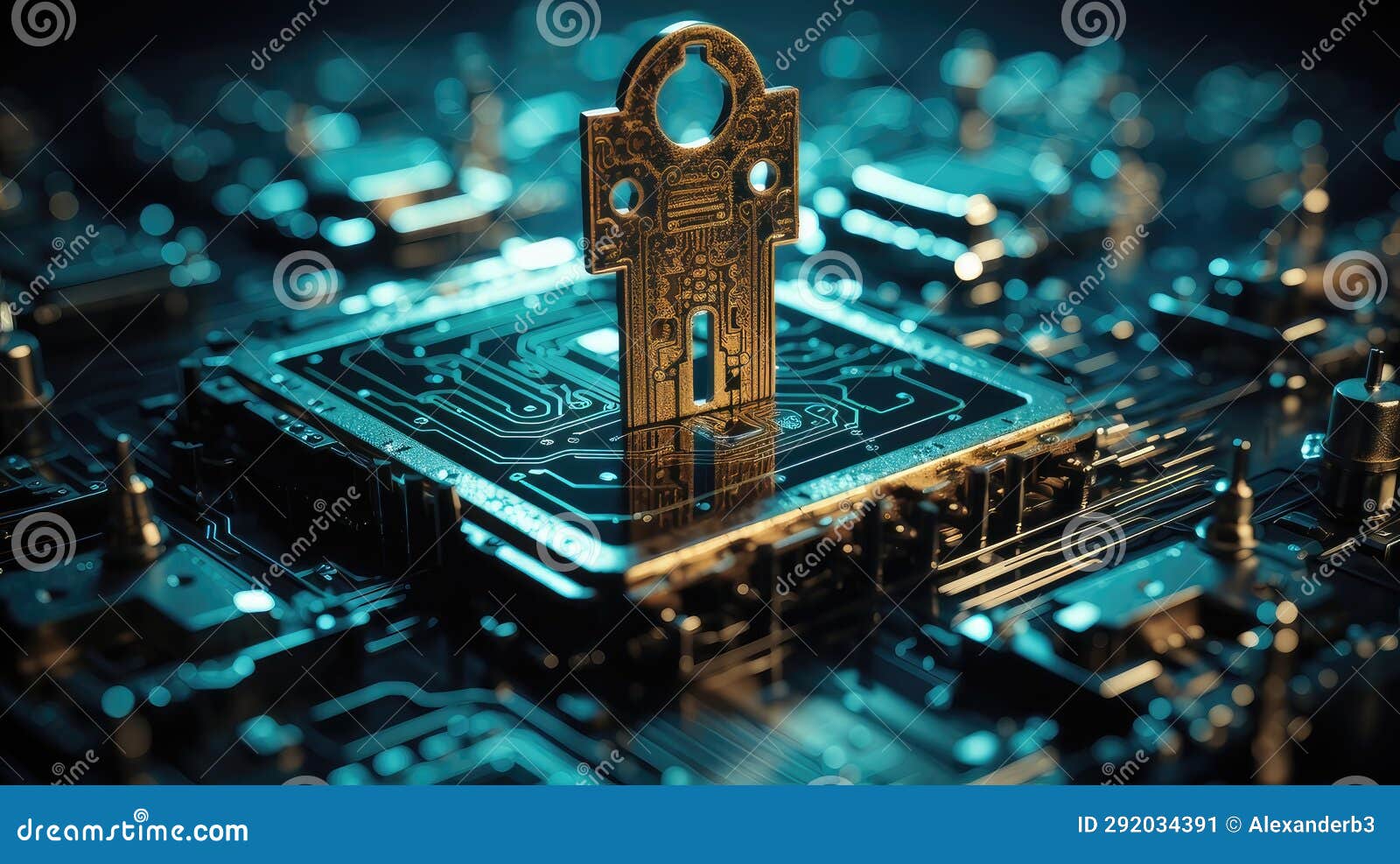 Key on Dark Blue Digital Computer Background: Symbolizing Internet ...