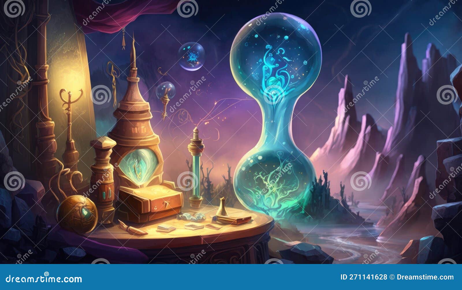 The Realm of Mystical Artifacts. Generative AI Stock Illustration ...