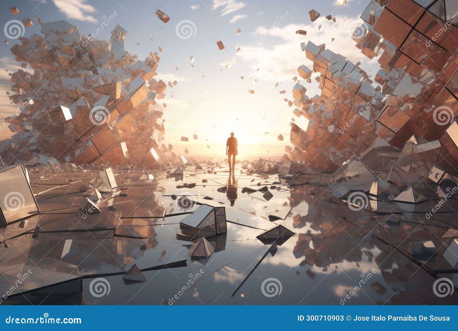 A Realm of Shattered Mirrors Reflecting Stock Illustration ...