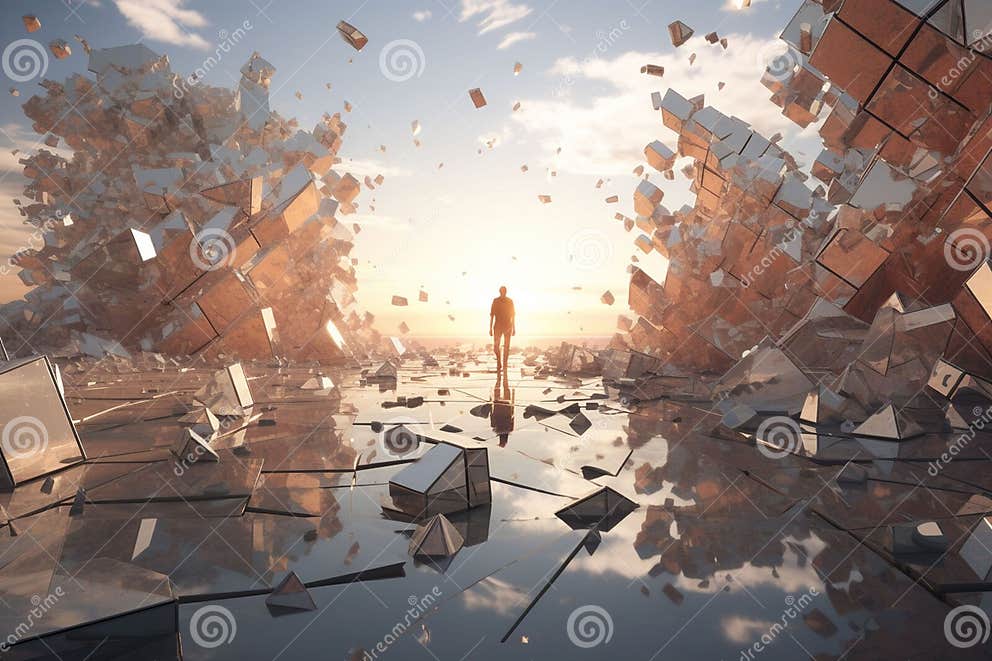 A Realm of Shattered Mirrors Reflecting Stock Illustration ...