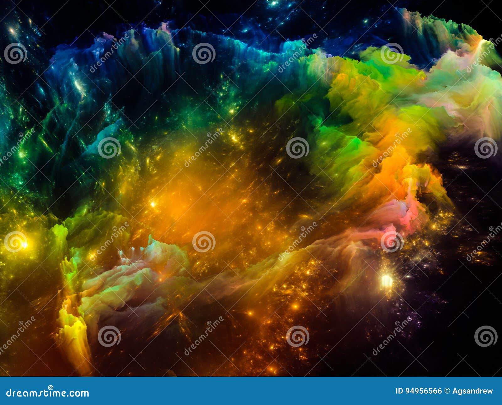 Realms of Interstellar Clouds Stock Illustration - Illustration of ...