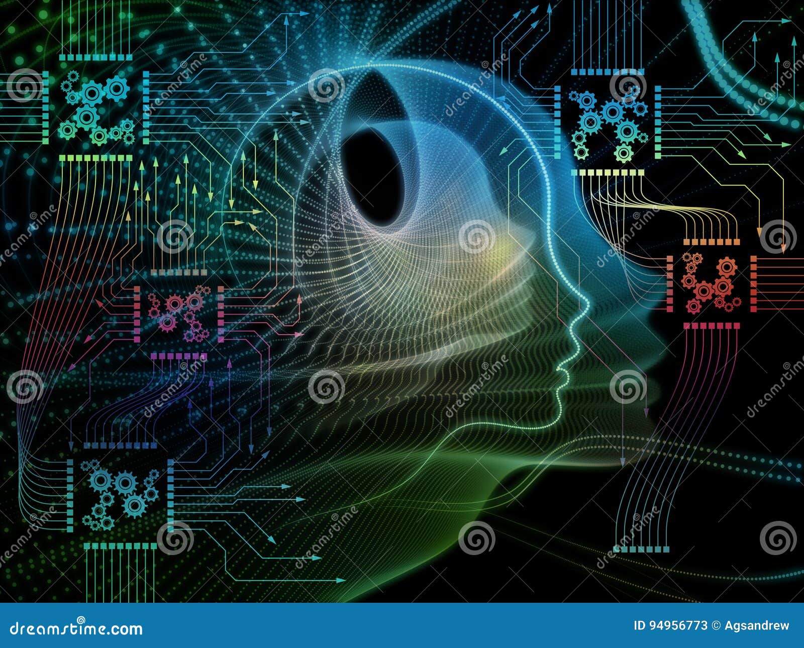 Realms of Machine Consciousness Stock Illustration - Illustration of ...