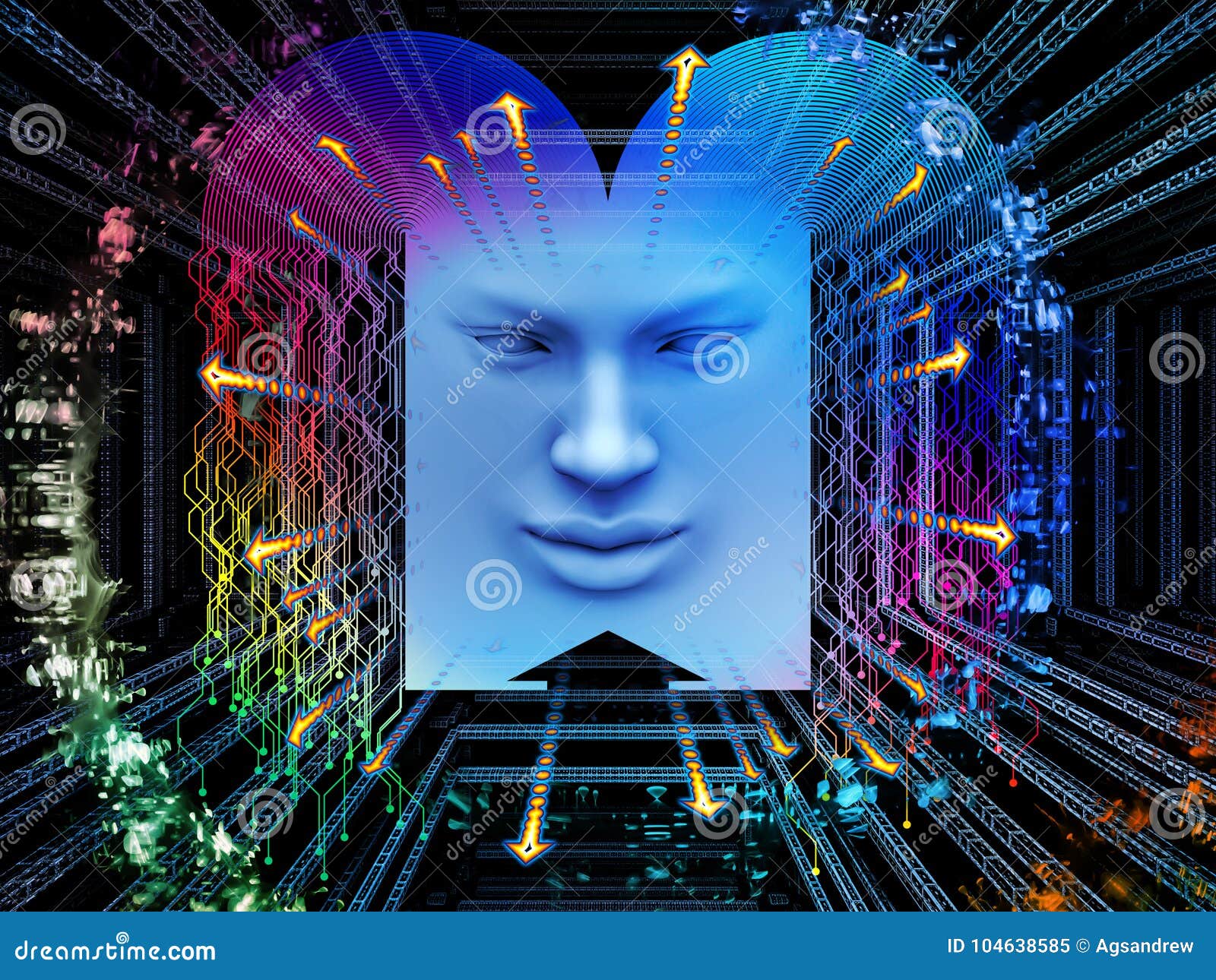 Realms of Super Human AI stock illustration. Illustration of interface ...