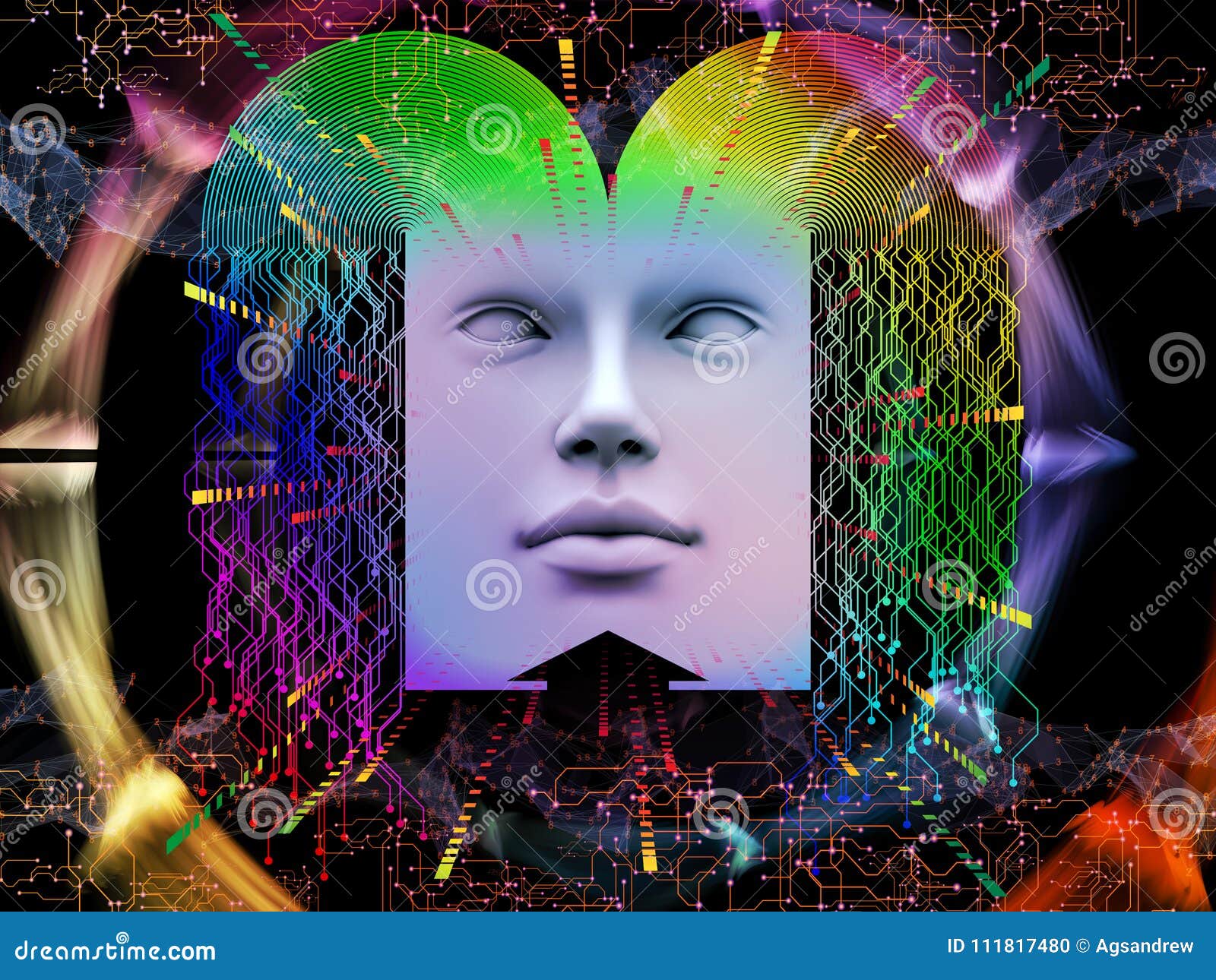 Realms of Super Human AI stock illustration. Illustration of intellect ...
