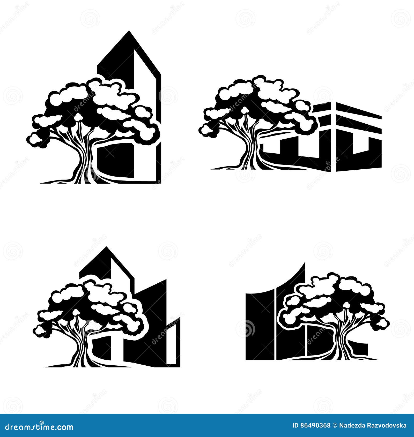 Realtà Logo Set Della Quercia Illustrazione Vettoriale - Illustrazione ...
