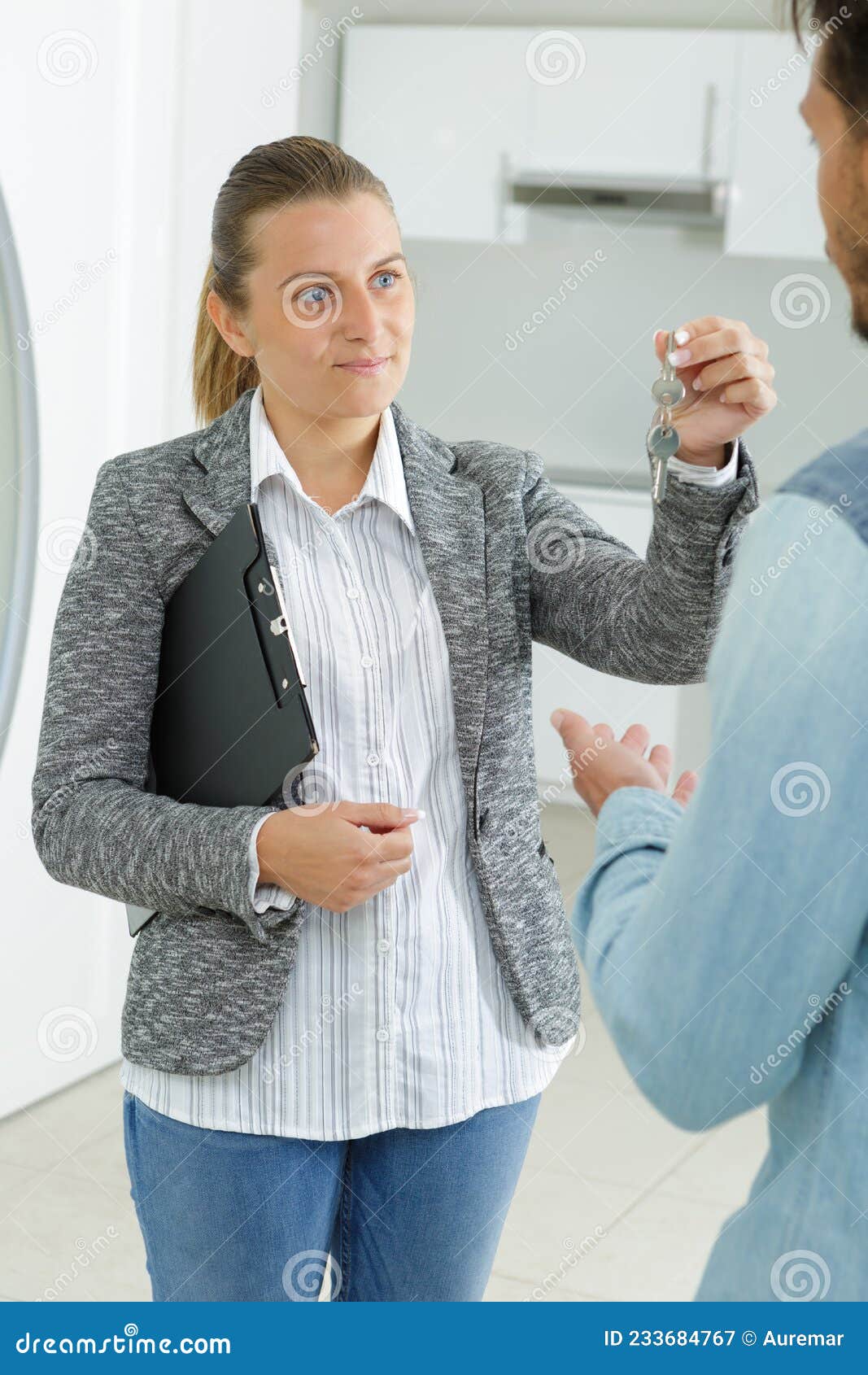 Realtor Giving Keys To Client Stock Image - Image of giving, deal ...