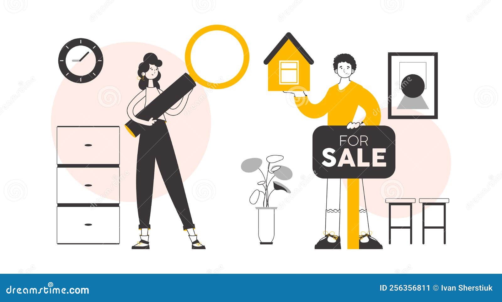 Realtor Team. Minimalistic Linear Style. Vector. Stock Vector ...