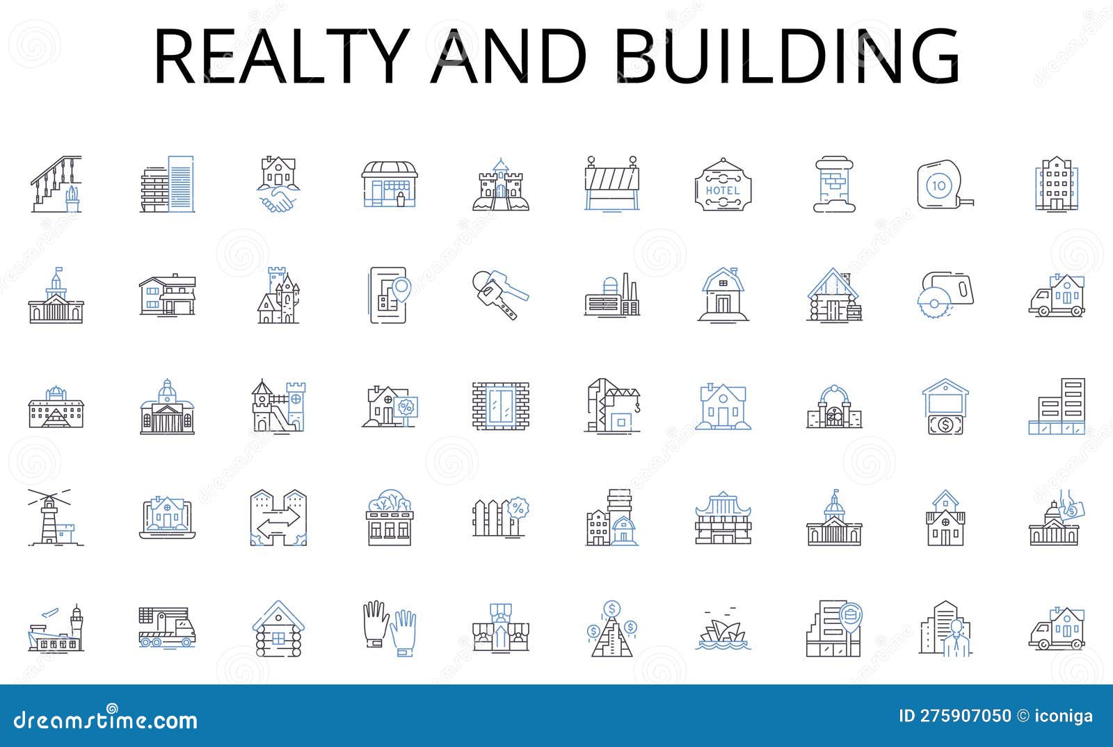 Realty and Building Line Icons Collection. Algorithm, Binary, Compiler ...