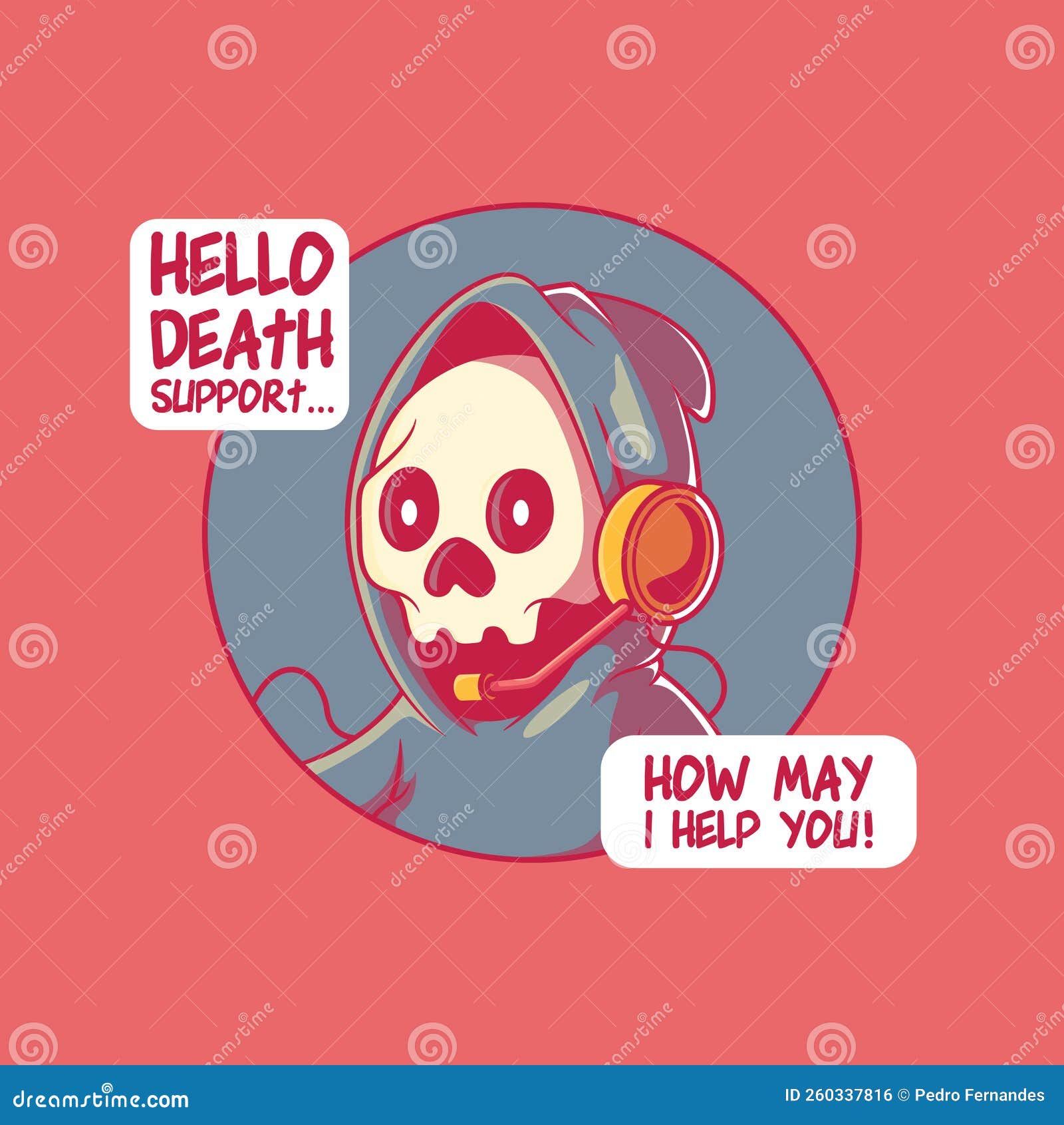 Reaper Character Working As a Tech Assistant Vector Illustration. Stock ...
