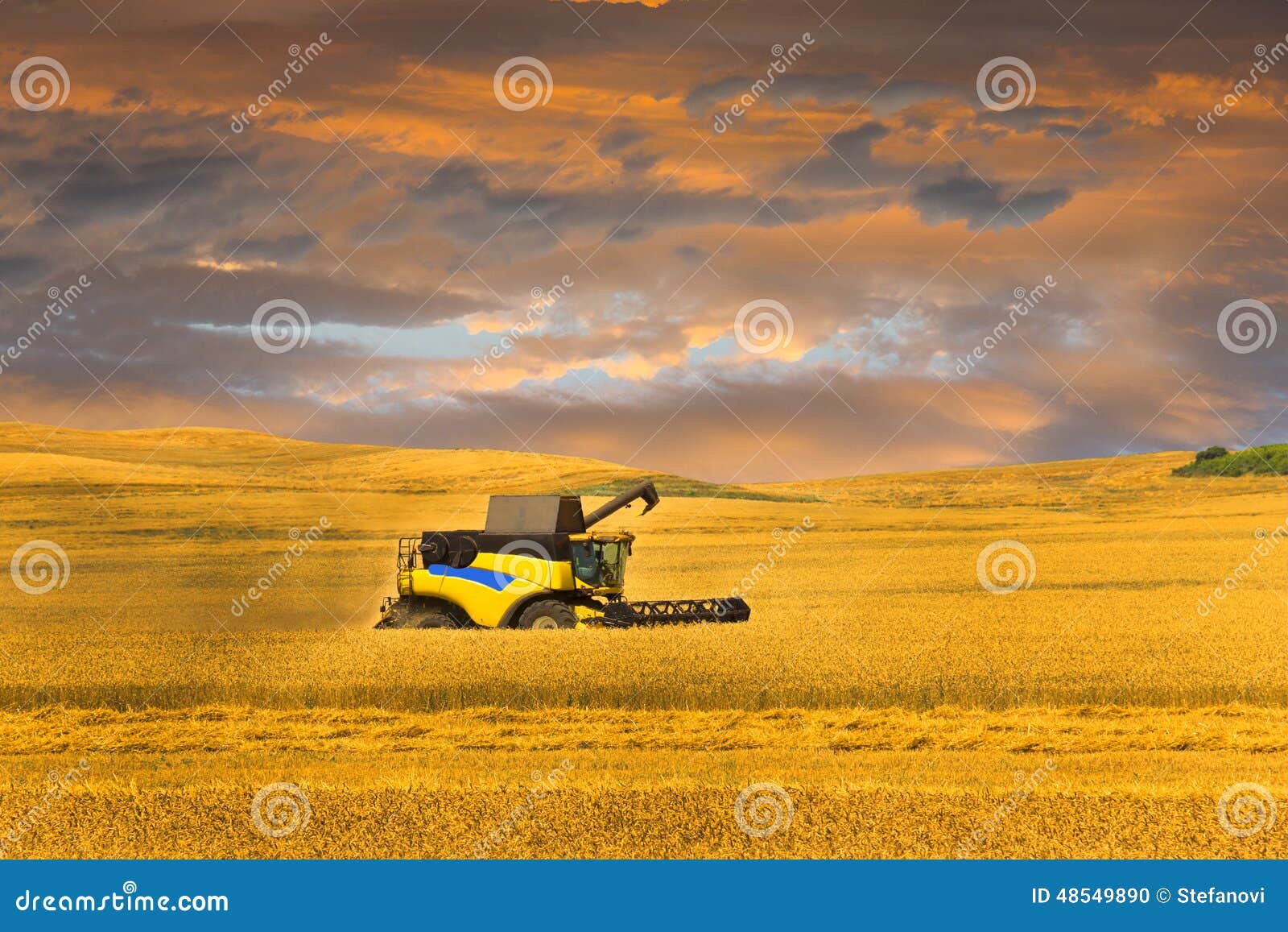 Reaping-machine Threshing-machine With Work Stock Photography ...