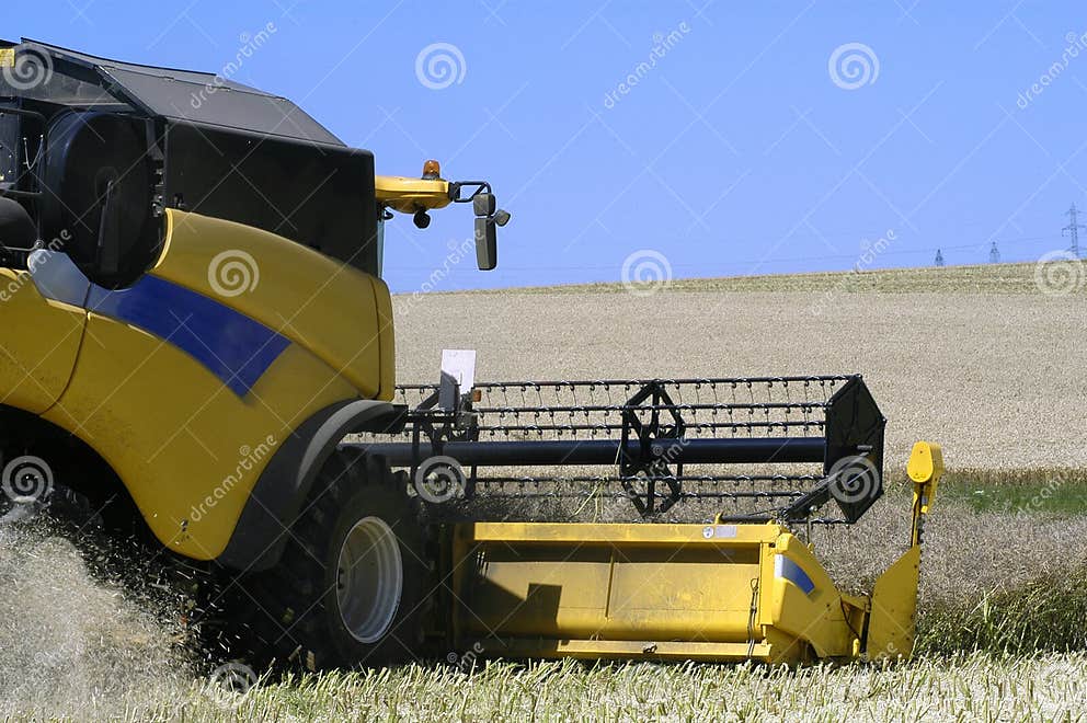 Reaping-machine Threshing-machine with Work Stock Photo - Image of ...