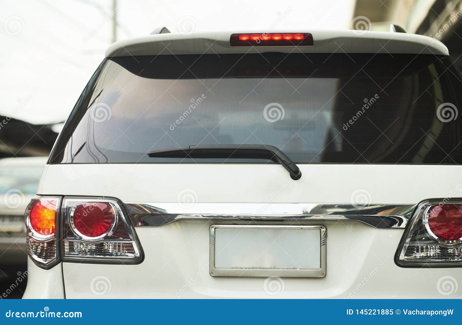 Rear Aspect or Back View of SUV Car in Day Time Real Road Stock Image ...