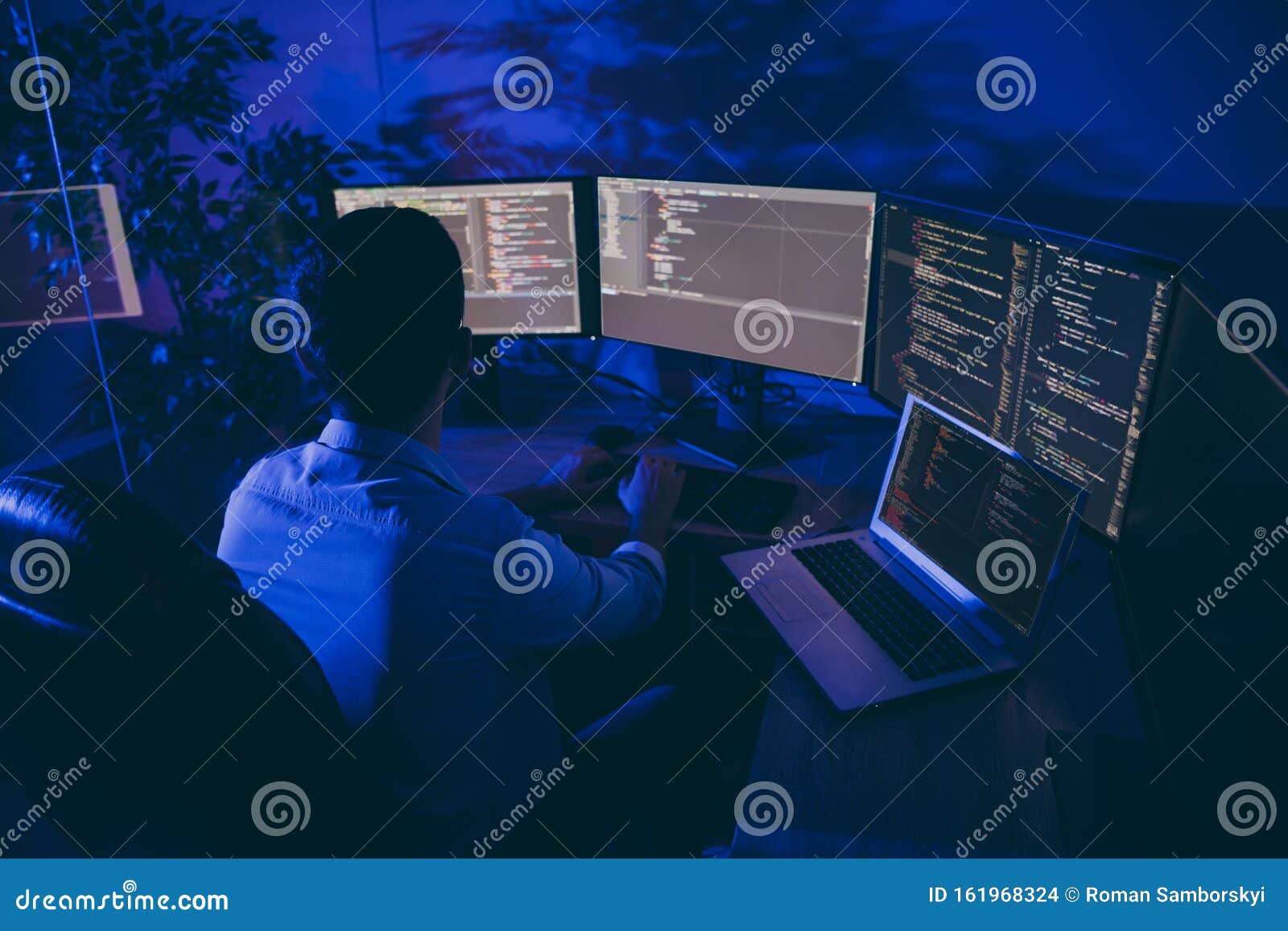 Rear Back Behind View of His he Nice Clever Smart Skilled Professional ...