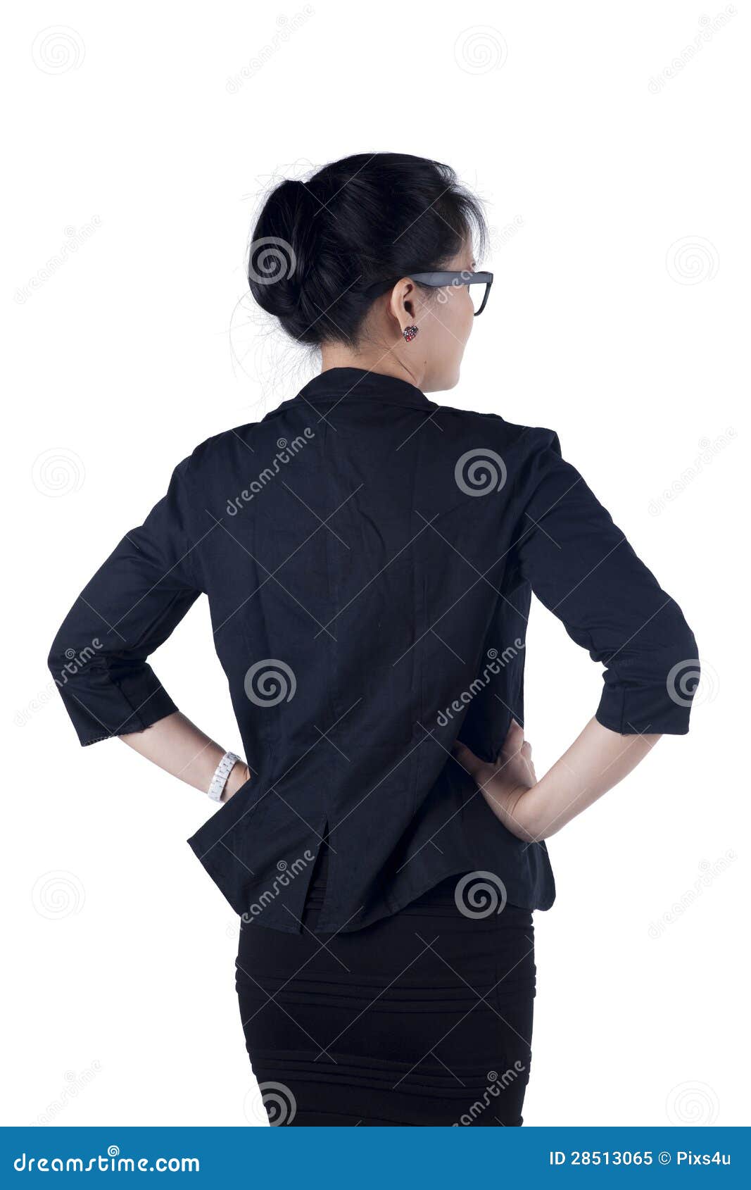 Rear Back Behind View Portrait Of Her She Nice-looking Attractive ...