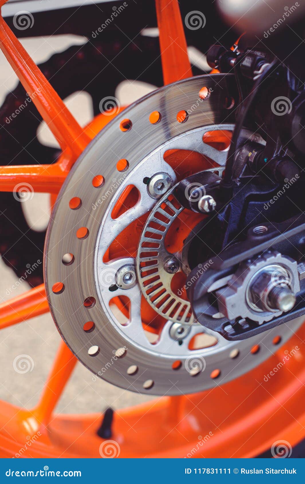Rear Brake Disc for a Sports Motorcycle Stock Image - Image of mechanic ...