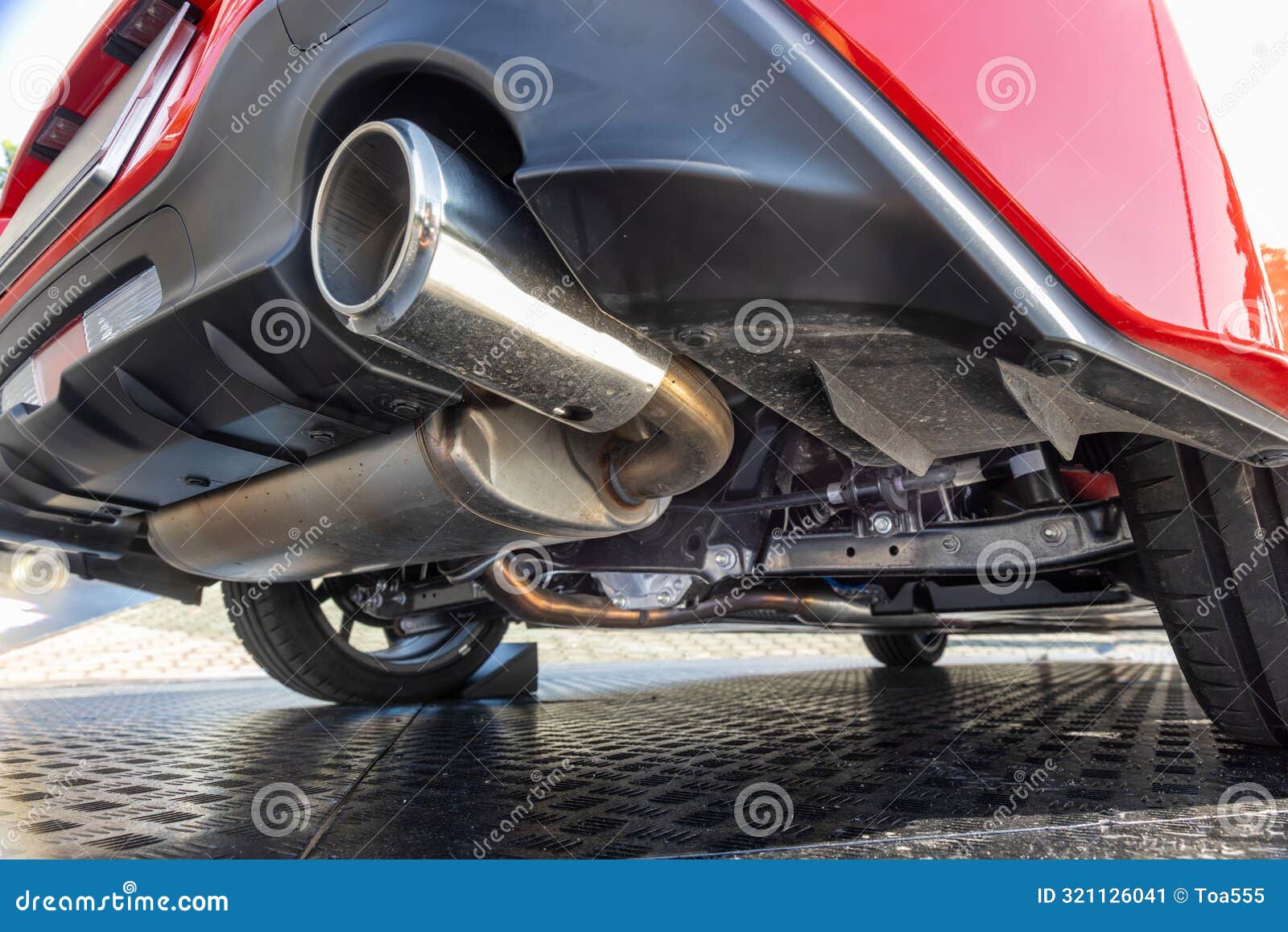 Rear Car Exhaust Pipe and Suspension Stock Image - Image of bearing ...