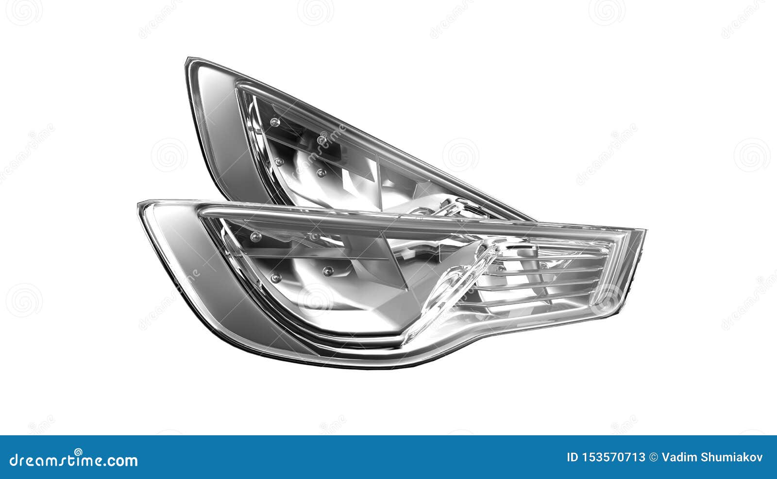 Rear Car Lights Isolated on White 3d Render Stock Illustration ...