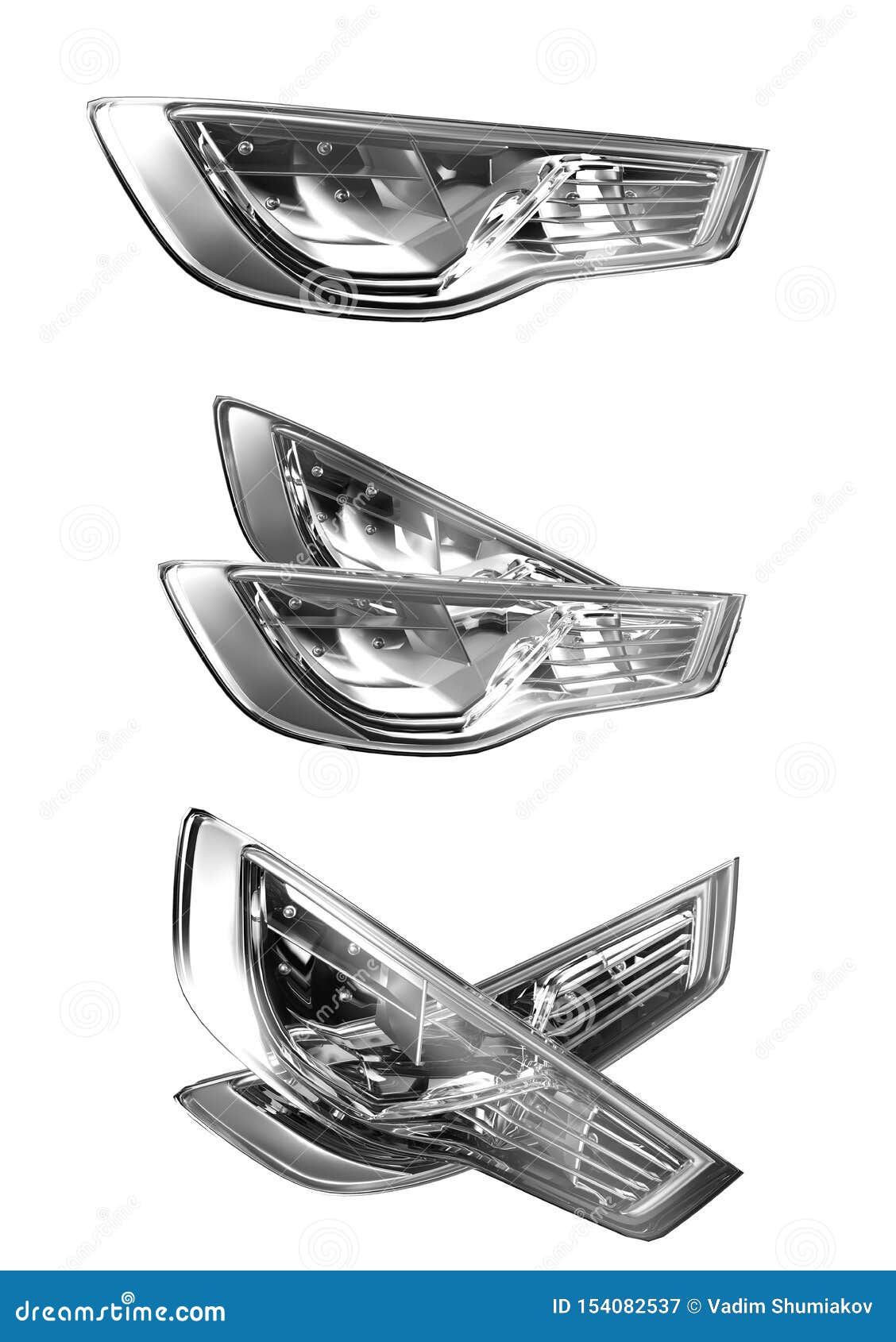 Rear Car Lights Isolated on White 3d Render Stock Illustration ...