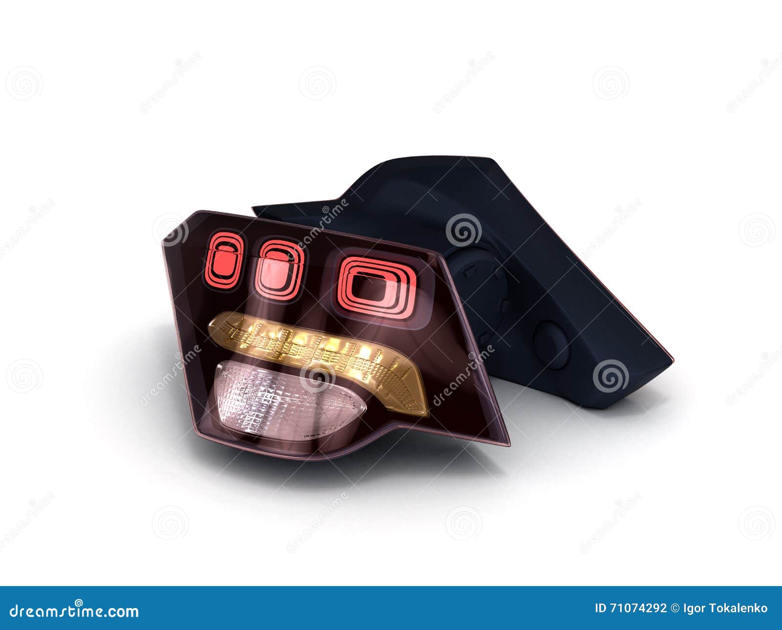 Rear Car Lights on White 3d Render Stock Illustration - Illustration of ...