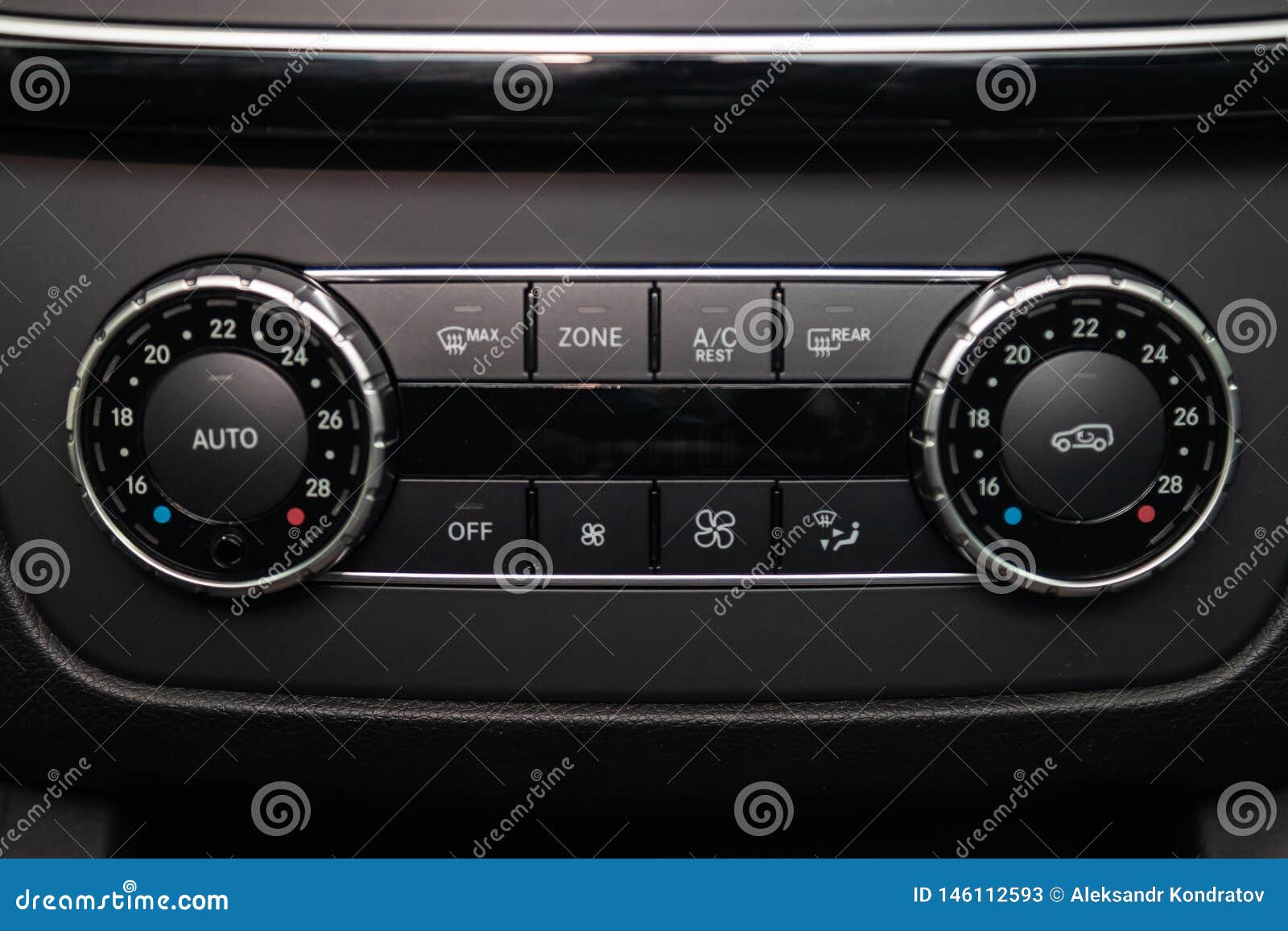 Rear Central Console on the Panel Inside the Car Close-up with Climate ...